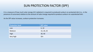 sunprotection, sunscreen classification and regulatory aspects | PPTX