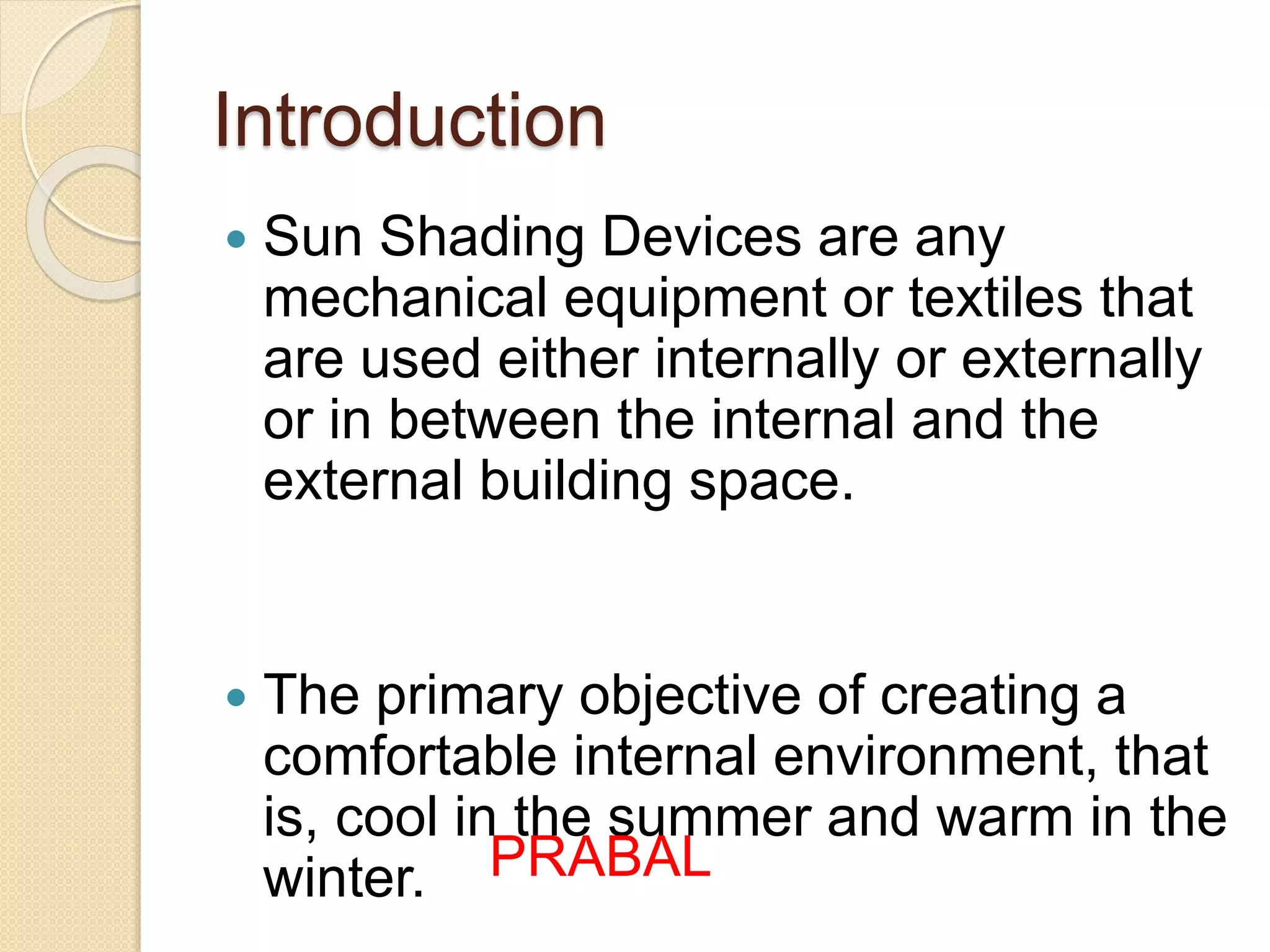 Sun Shading Devices | PPTX