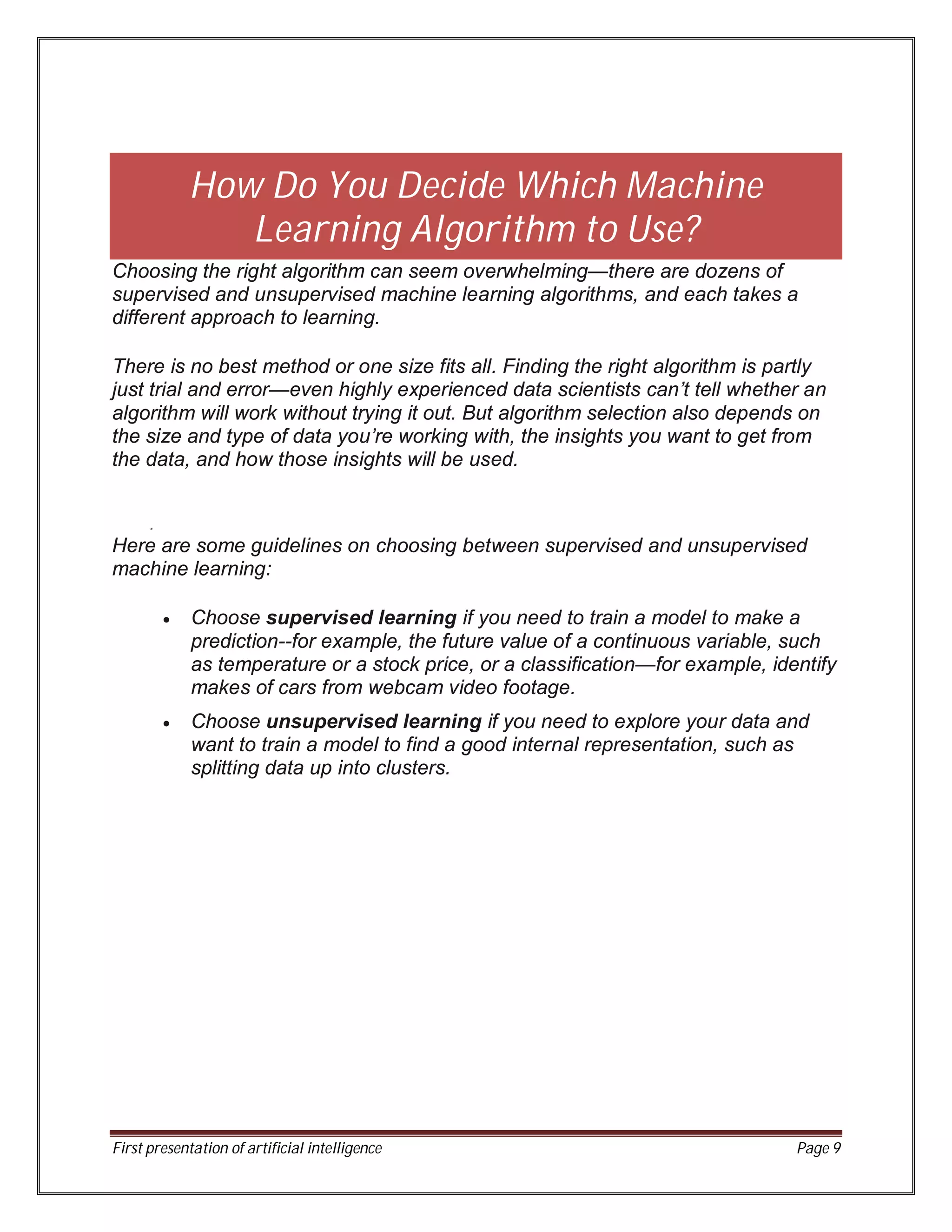 detailed Presentation on supervised learning | PDF | Artificial Intelligence | Technology ...