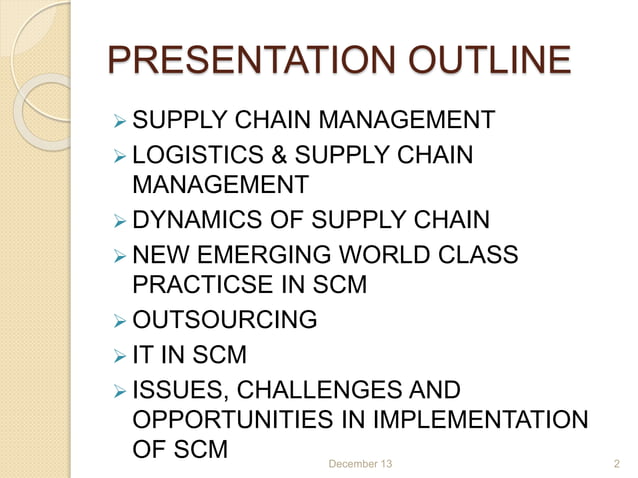 Presentation on supply chain management | PPTX | Logistics and ...