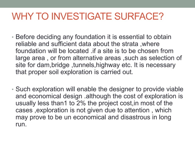 Presentation on surface investigation techniques for foundation | PPTX