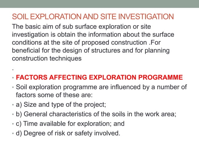 Presentation on surface investigation techniques for foundation | PPTX