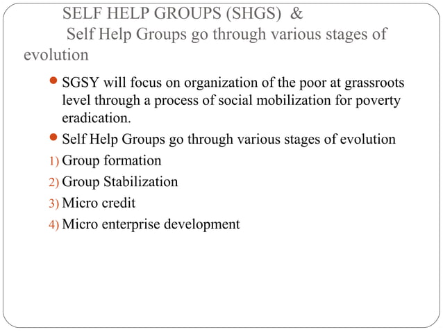 Presentation on swarnjayanti gram swarozgar yojana (sgsy | PPT