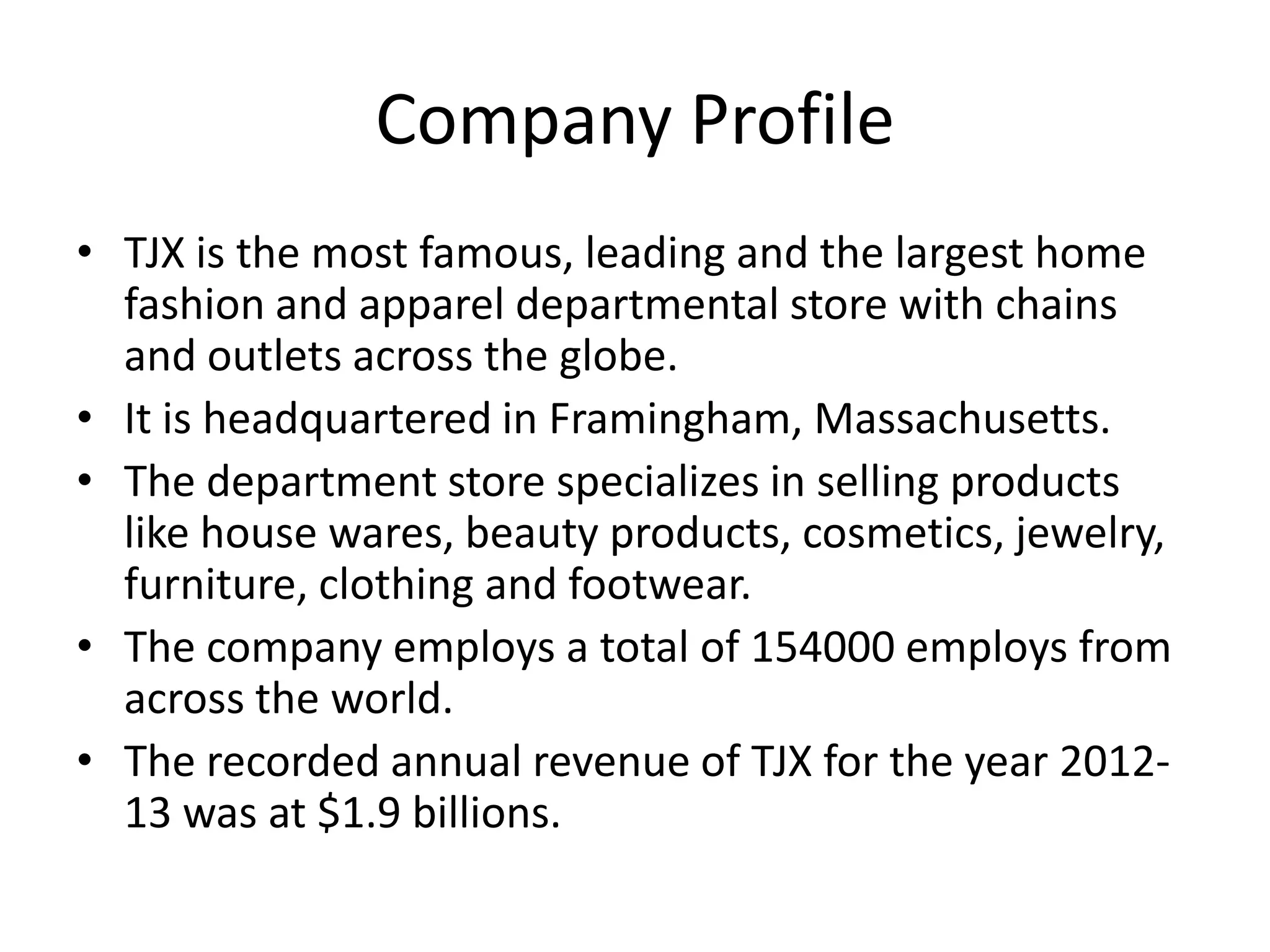 SWOT analysis of TJX LTD | PPT