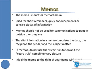 Presentation on taking notes, writing letters and memo | PPT