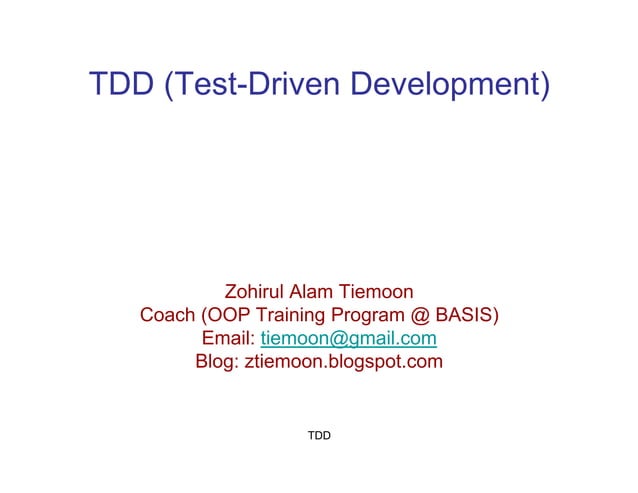 Overview on TDD (Test Driven Development) & ATDD (Acceptance Test ...