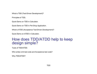Overview on TDD (Test Driven Development) & ATDD (Acceptance Test ...
