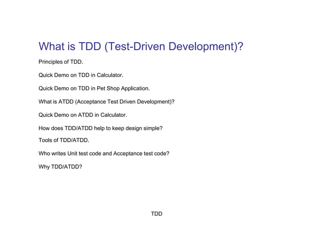 Overview On Tdd Test Driven Development And Atdd Acceptance Test