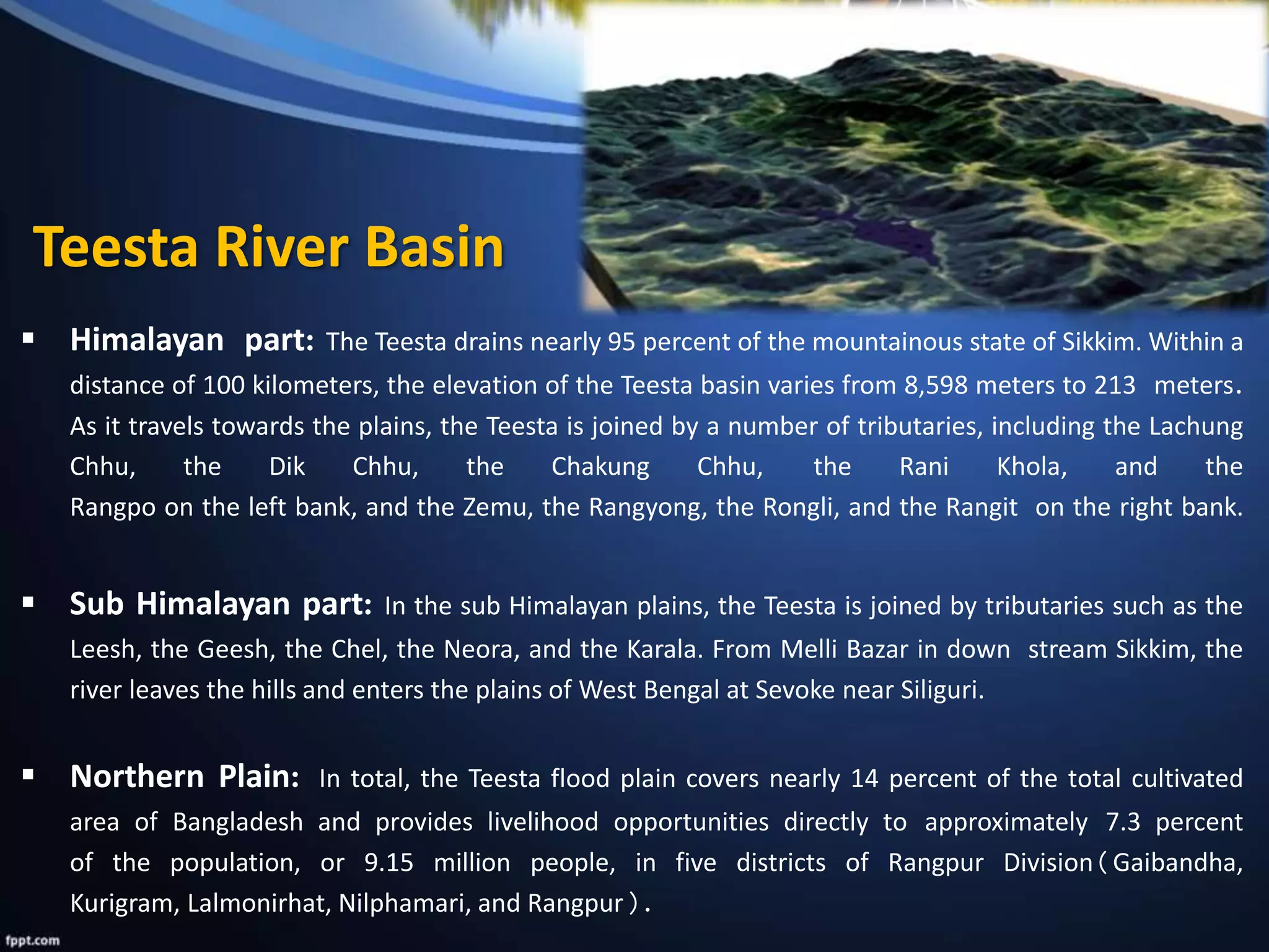 Teesta River (Past, Present and Future Prospect) | PPTX