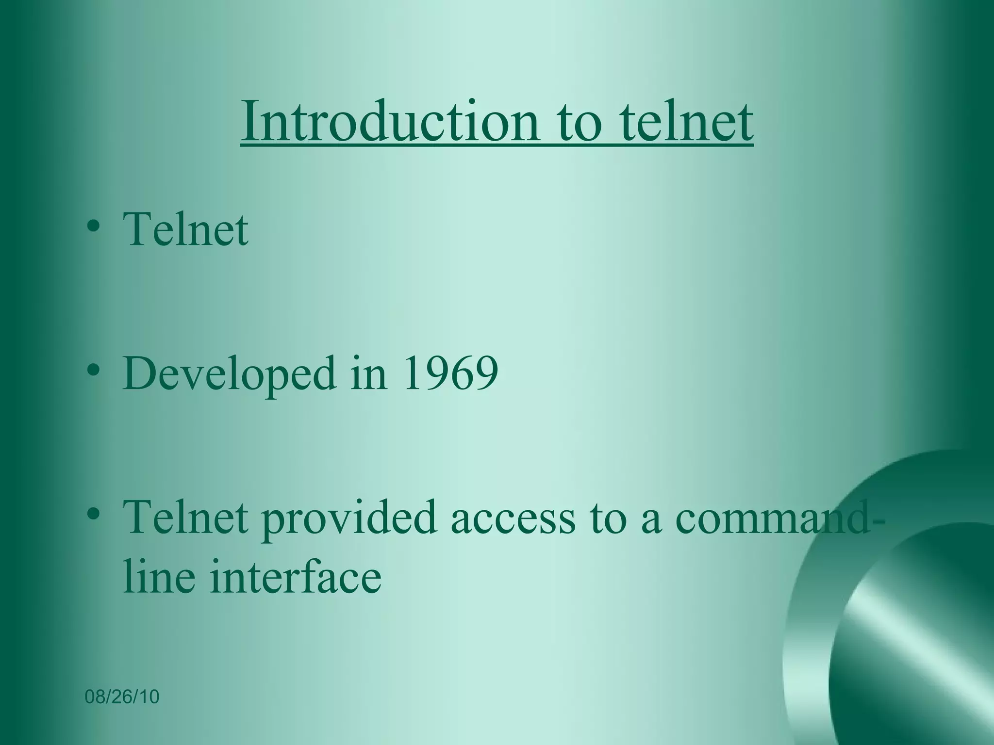 Presentation on telnet | PPT