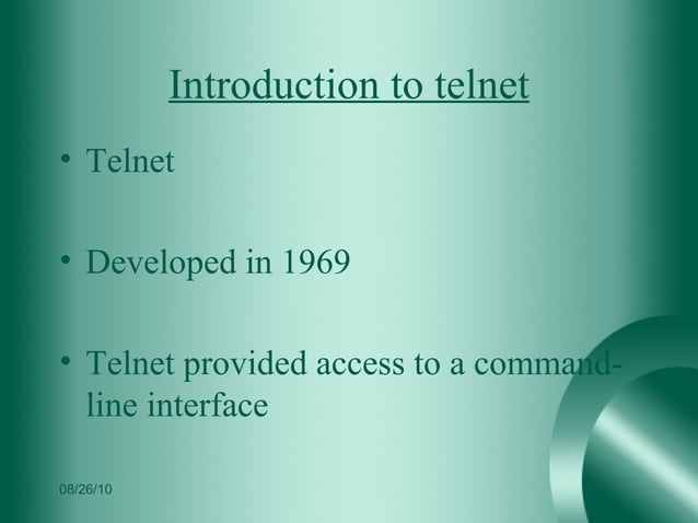 Presentation on telnet | PPT | Computer Networking | Computing