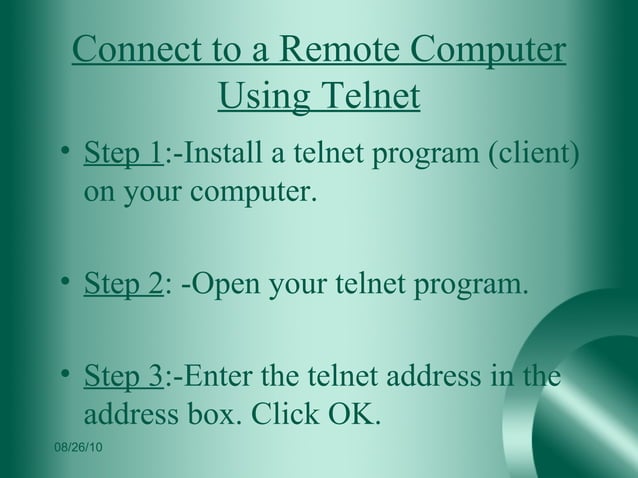 Presentation on telnet | PPT | Computer Networking | Computing