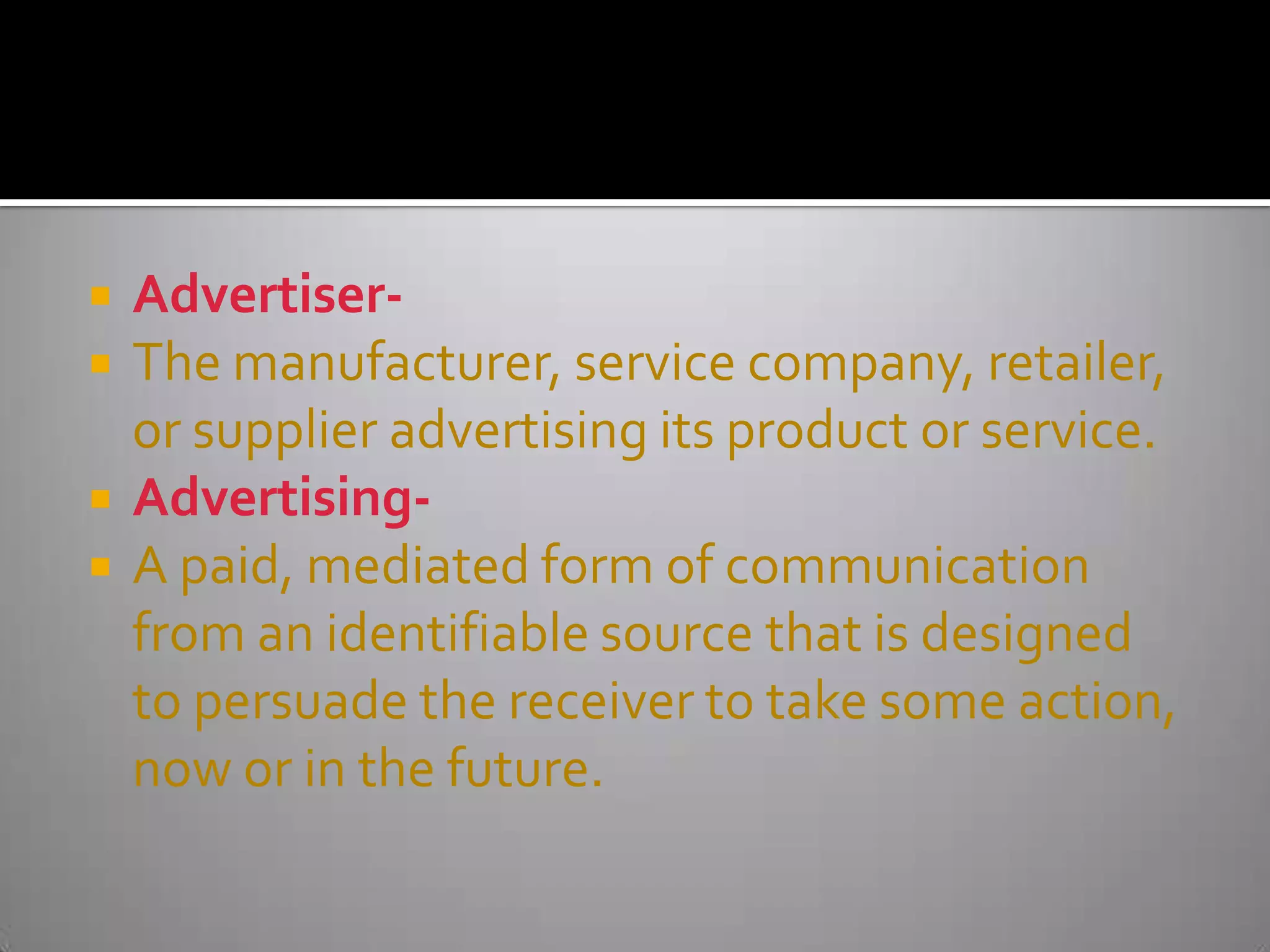 Presentation on terminology of advertising | PPTX