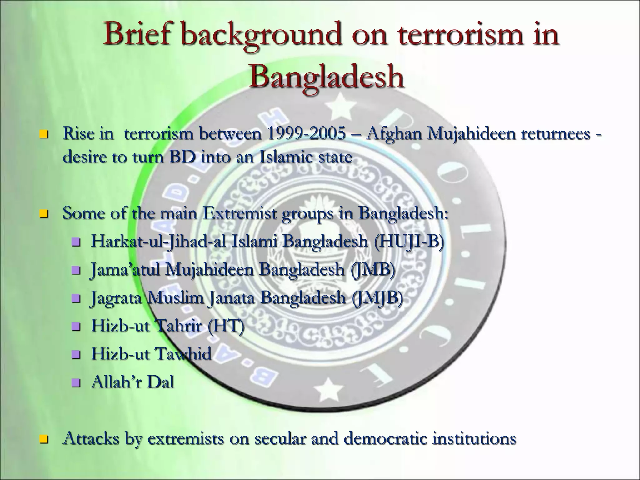 Terrorism in Bangladesh An Overview | PPT