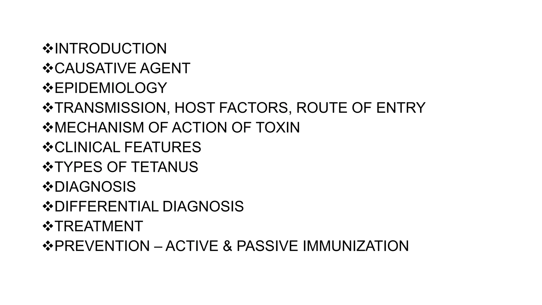 Presentation on Tetanus Disease | PDF
