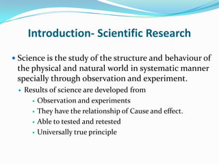 Presentation on the characteristic of scientific research 1 | PPTX