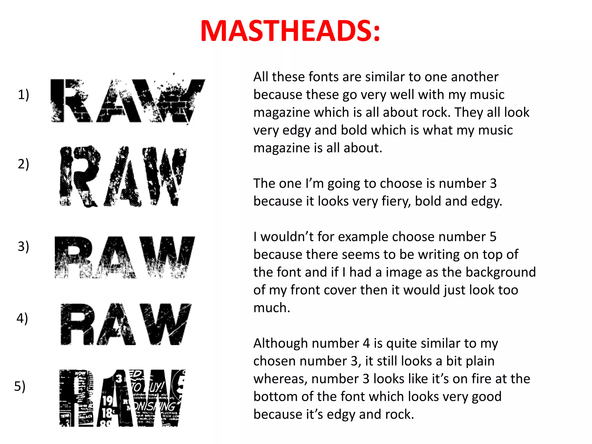 Presentation on the mastheads. | PPTX