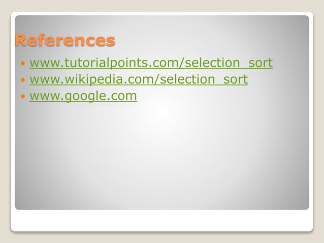 Presentation on the topic selection sort | PPTX
