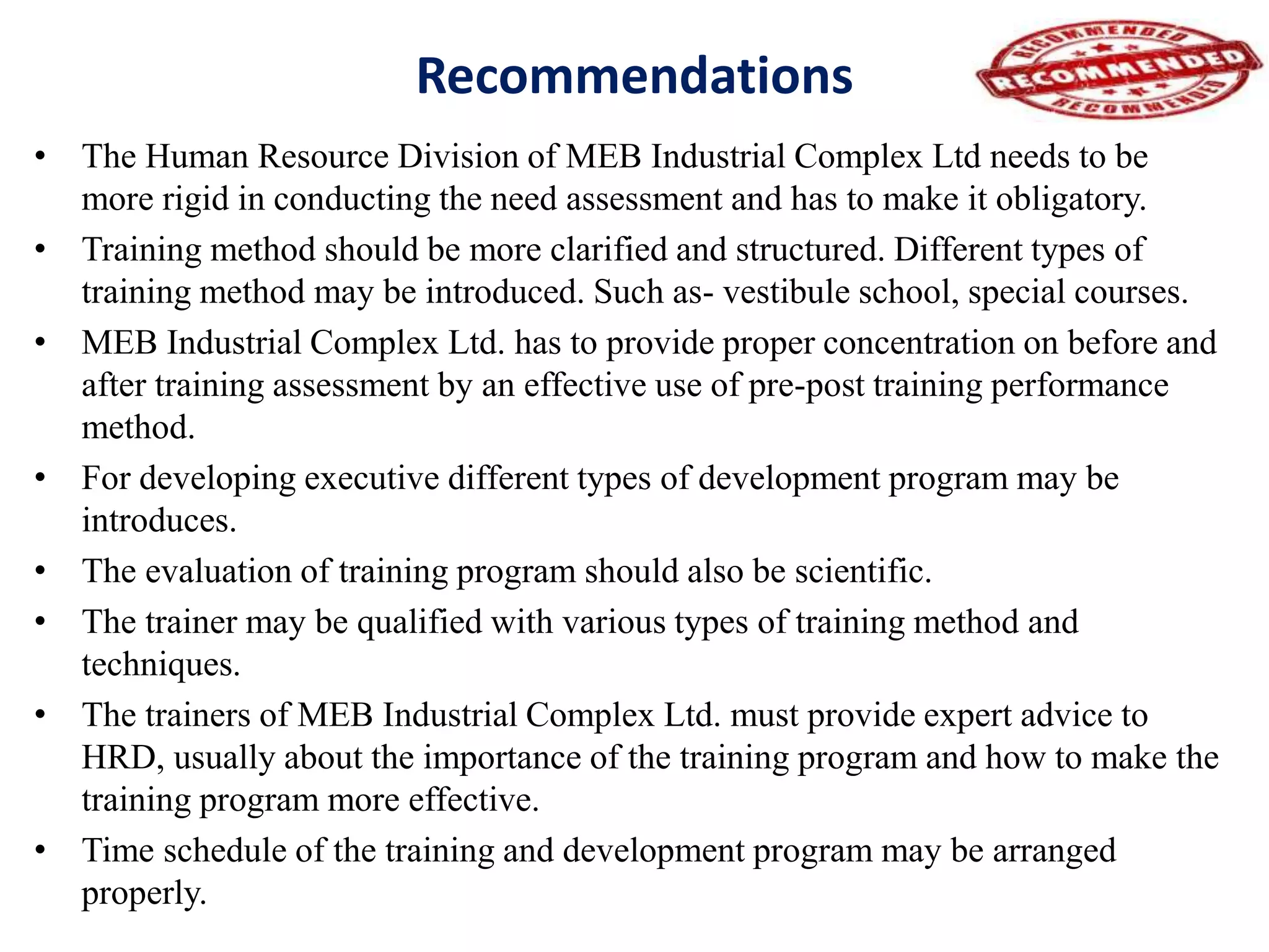 Internship Presentation on The Training and Development Process of MEB ...