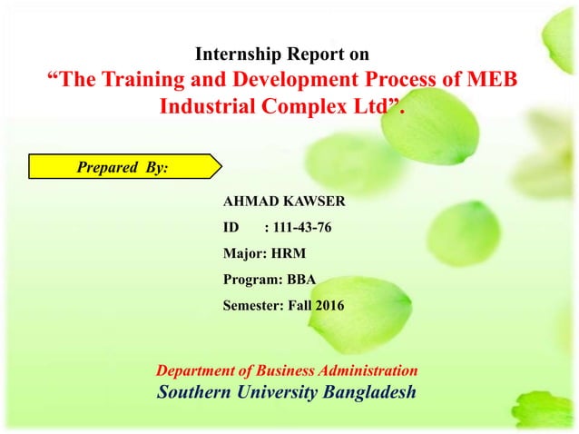 Internship Presentation on The Training and Development Process of MEB ...
