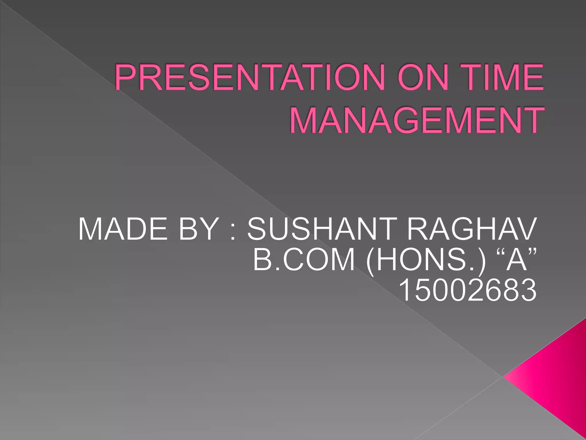 Presentation on time management | PPT