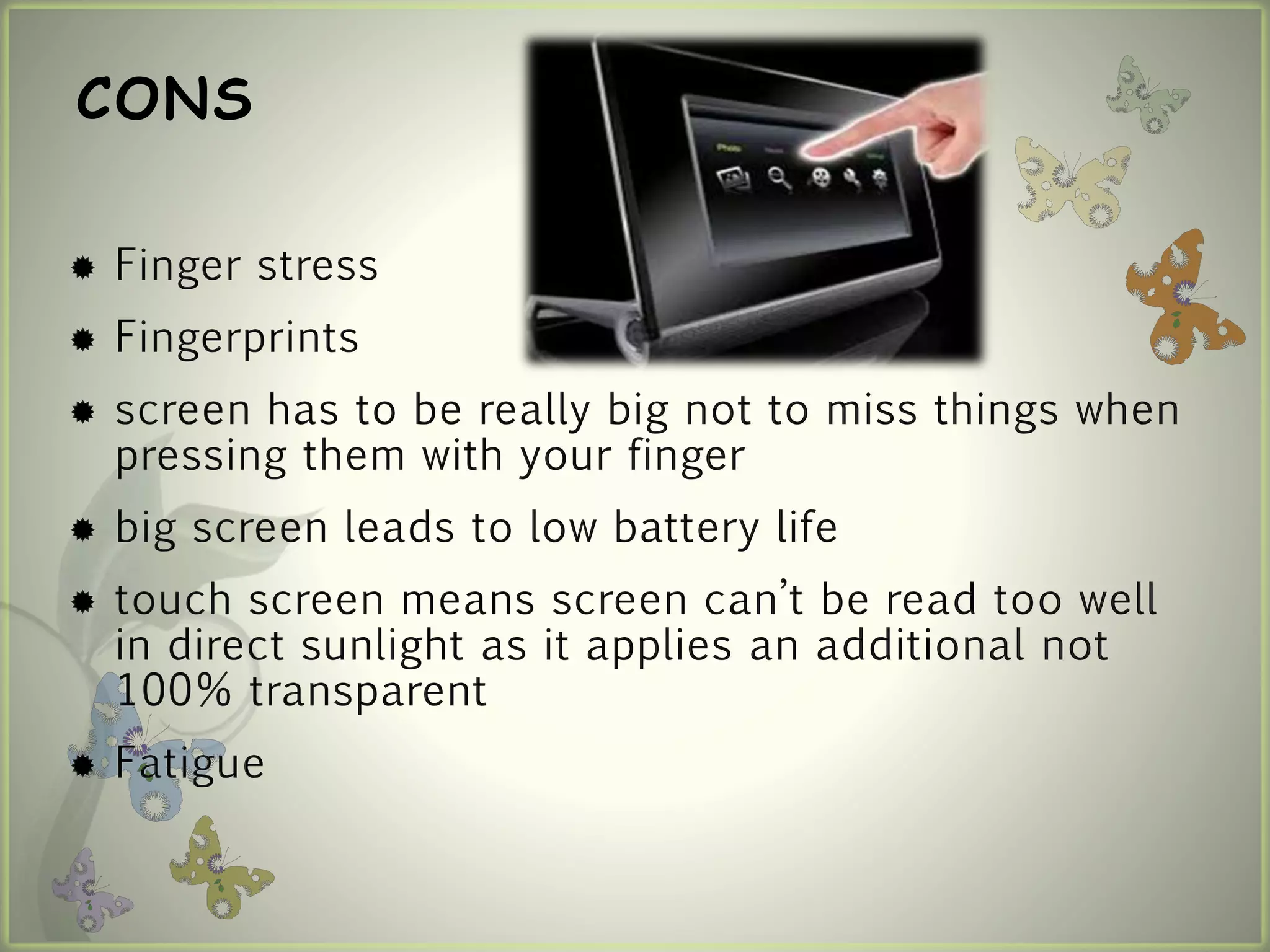 Presentation on touchscreen | PPTX | Operating Systems | Computer Software and Applications