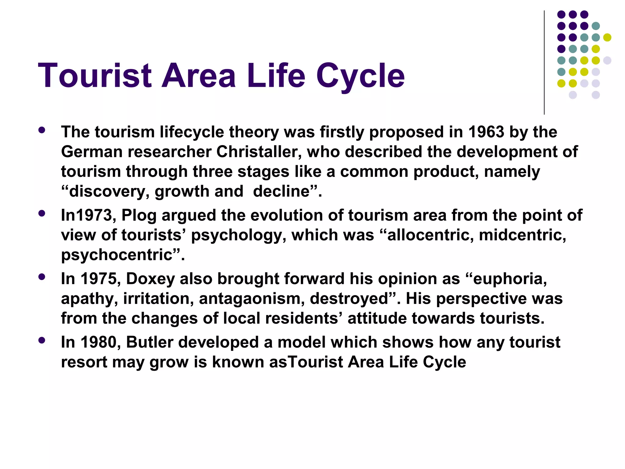 Presentation on tourist area life cycle | PPT