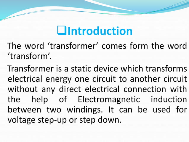 Presentation on transformer | PPTX
