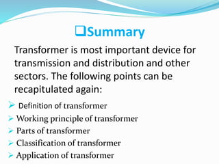 Presentation on transformer | PPTX