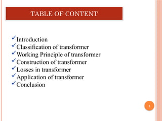 Presentation on Transformer.pptx and diffrent parts | PPTX