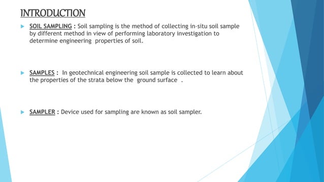 Presentation on type of sample and sampler in geotechnical engineering ...