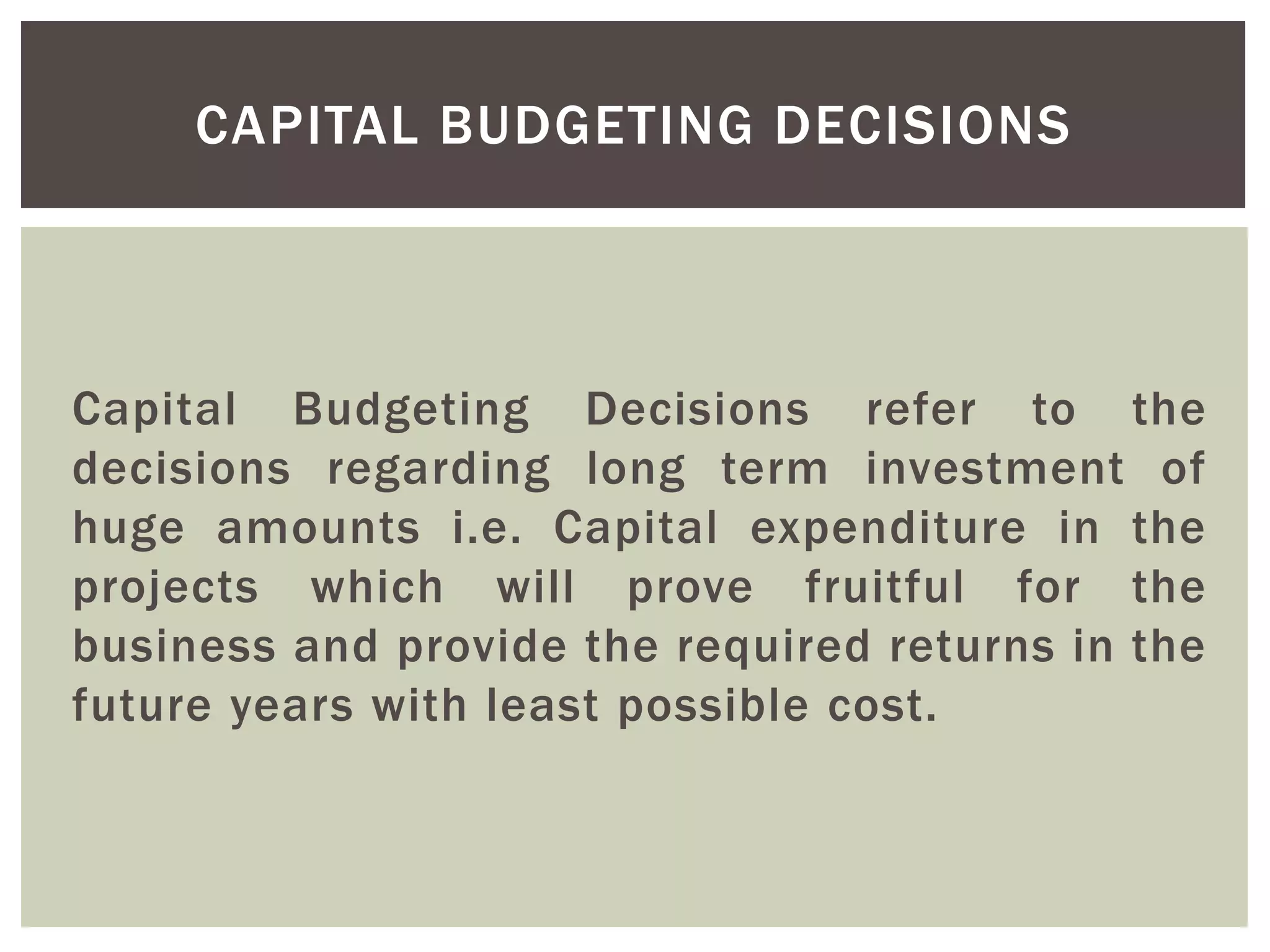 Presentation on types of capital budgeting decisions | PPTX