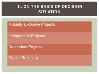 Presentation on types of capital budgeting decisions | PPTX
