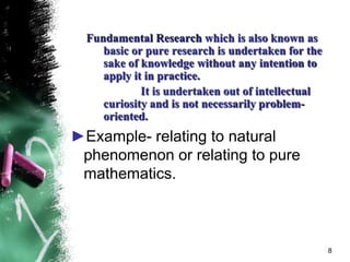 Presentation on types of research | PPSX