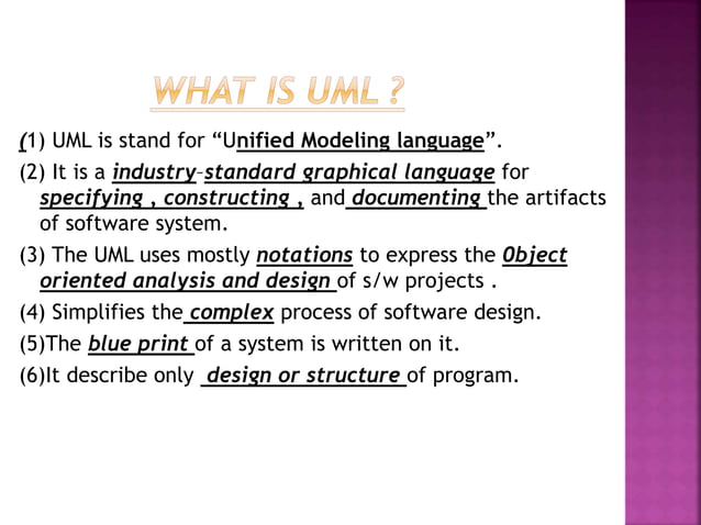 Presentation on uml | PPTX | Programming Languages | Computing