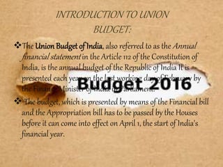 Presentation on union budget. | PPTX