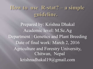 Presentation on use of r statistics | PPT