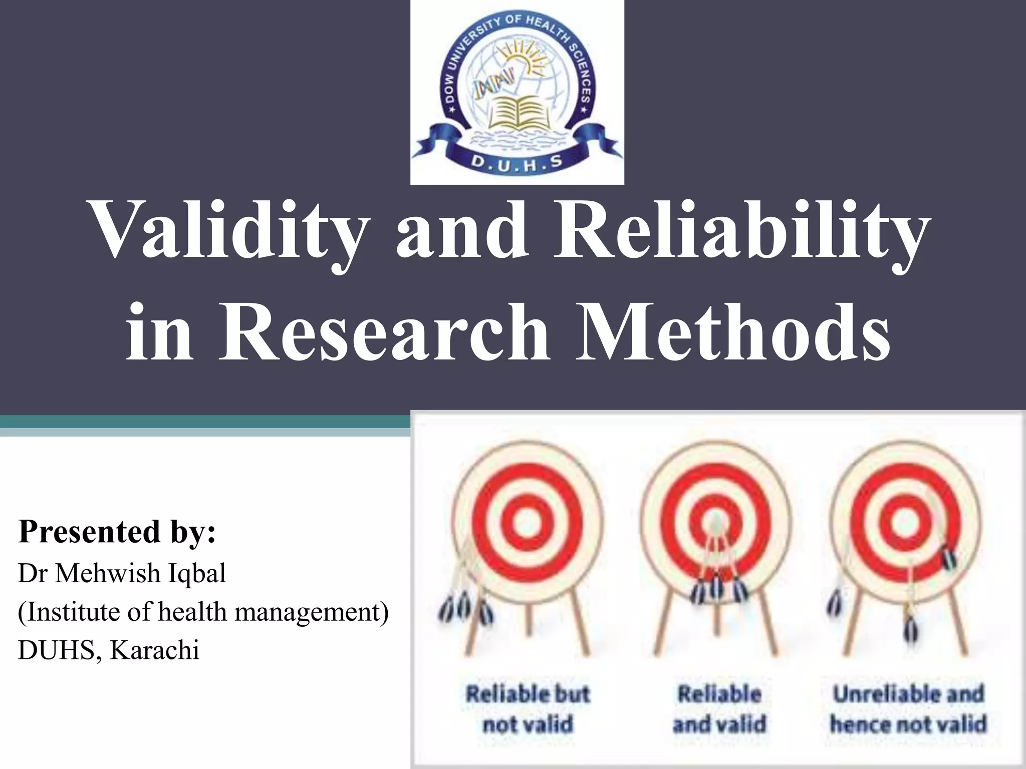 Presentation on validity and reliability in research methods | PPTX