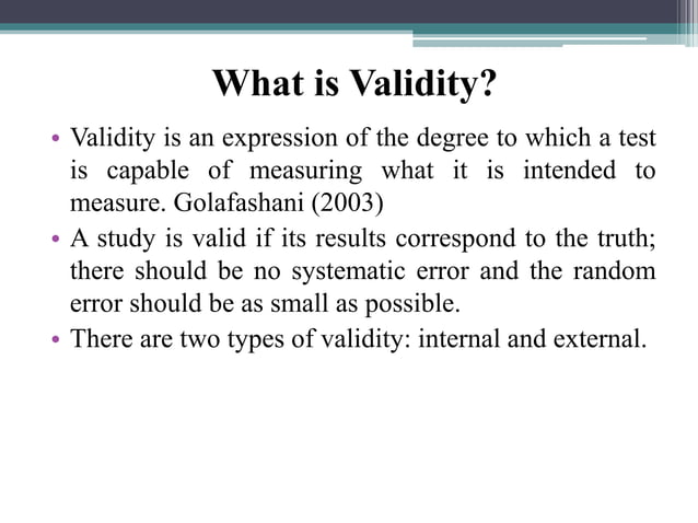 Presentation on validity and reliability in research methods | PPTX