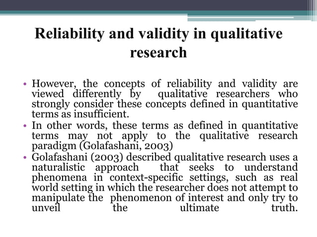 Presentation on validity and reliability in research methods | PPTX