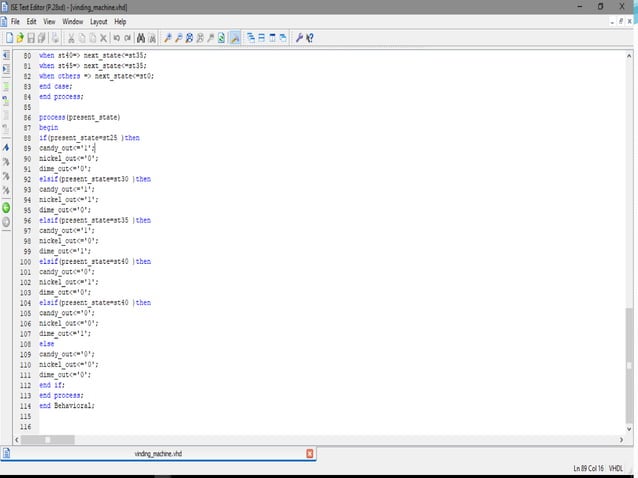 Presentation on vending machine controller using vhdl | PPTX