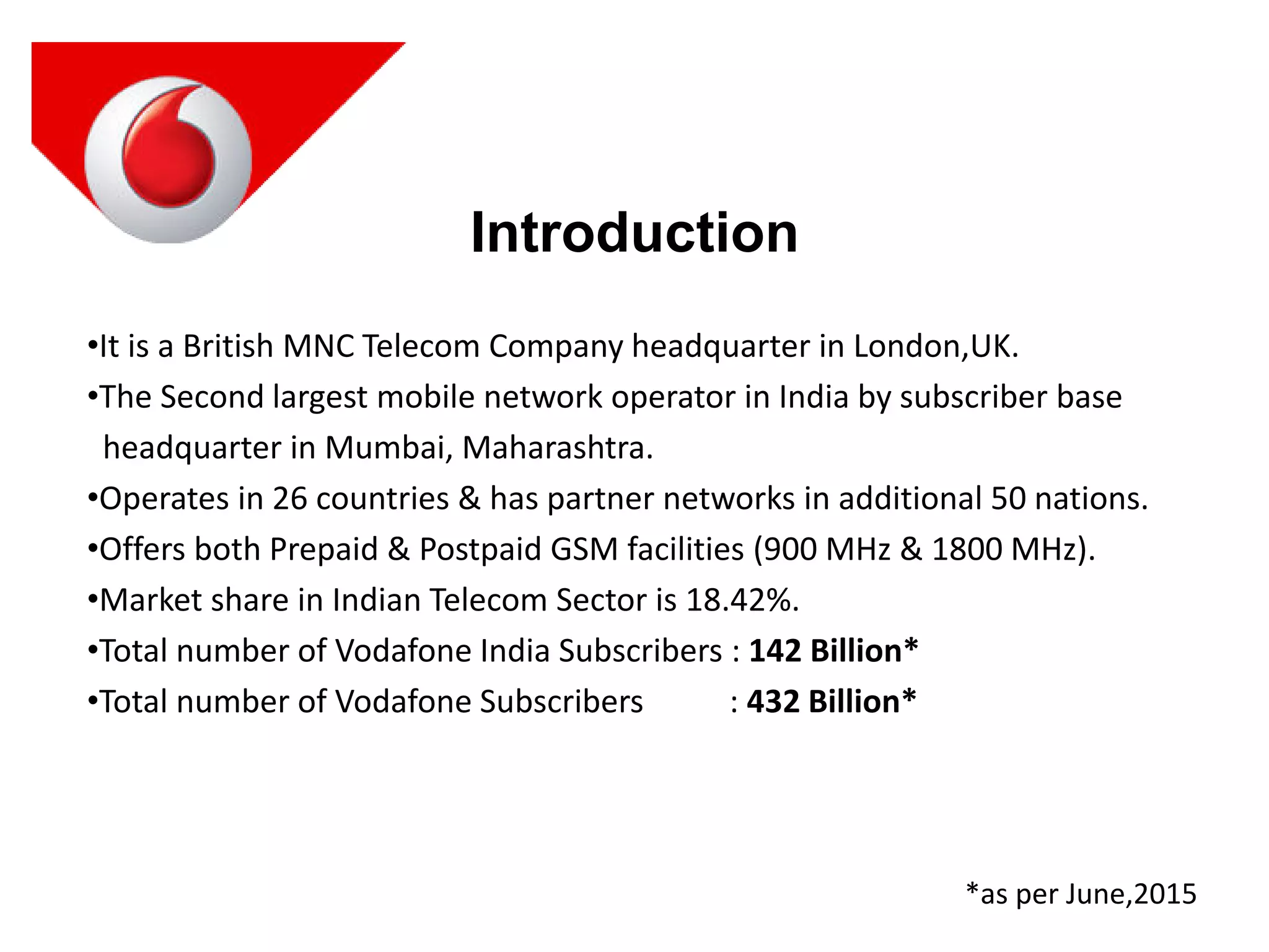 Presentation on Vodafone India- Its market positioning | PDF
