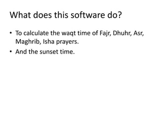 Waqt Calculator of Salat | PPTX