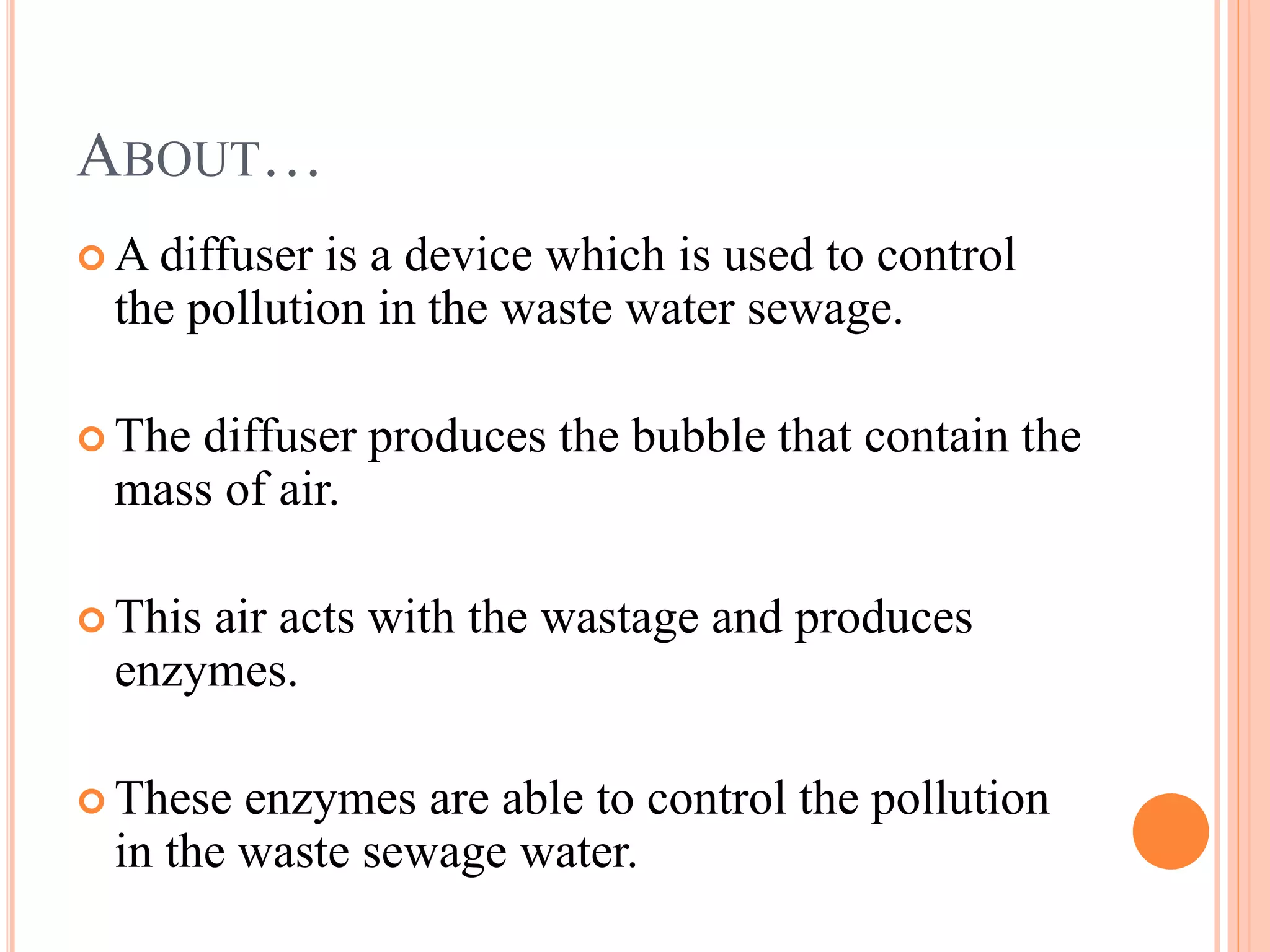 Presentation on waste water diffuser | PPTX
