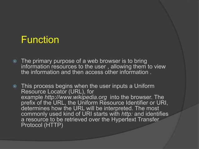 Presentation on web browser | PPTX | Browsers | Computer Software and Applications
