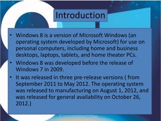Presentation on windows 8 | PPTX