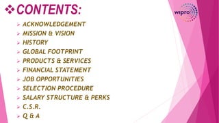 Presentation on WIPRO | PPTX