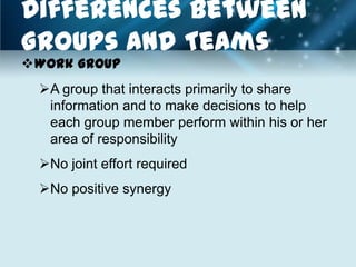 Presentation on workgroups and teams | PPTX