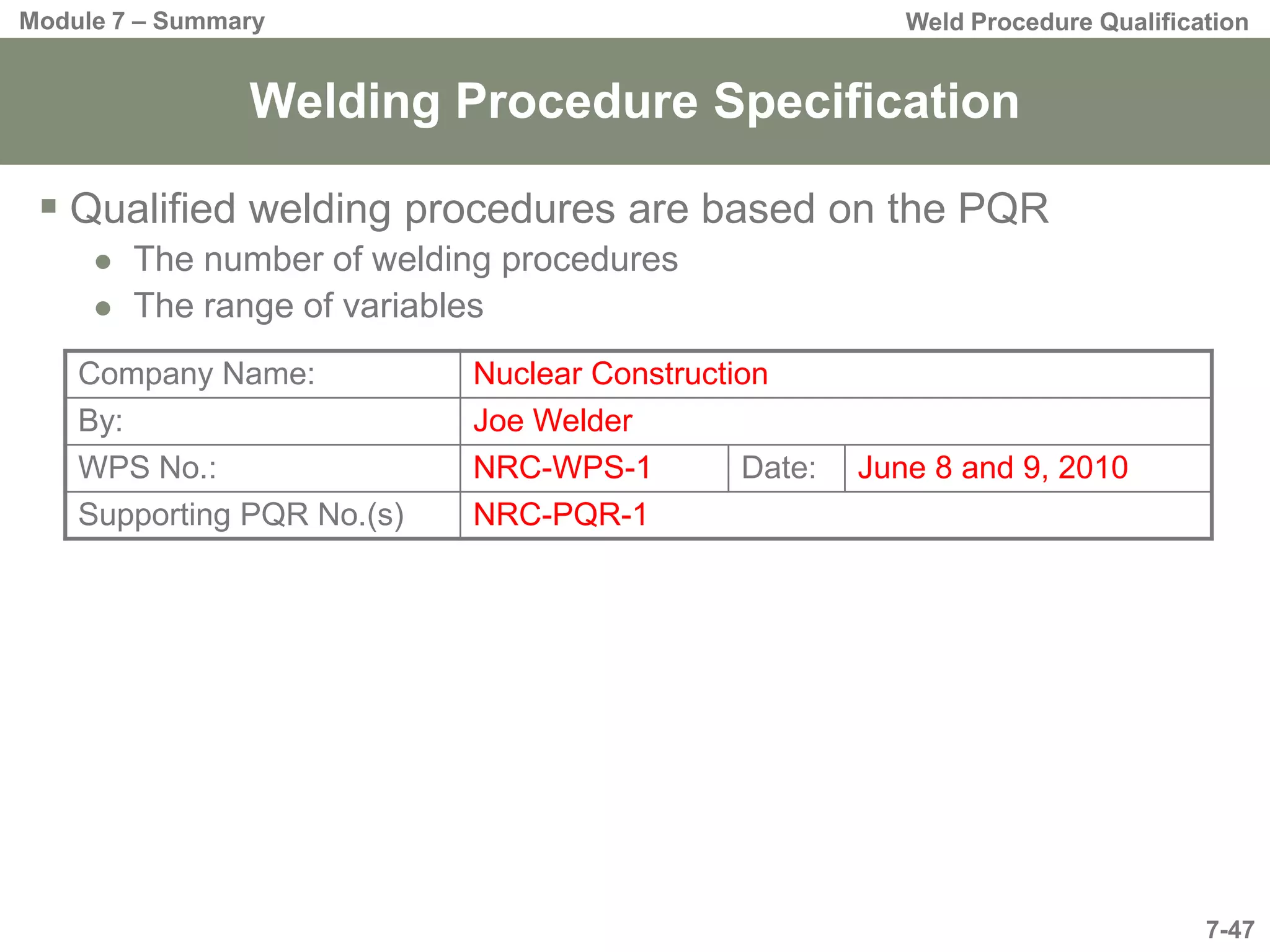 Presentation on wpqr wps asme_ix | PDF