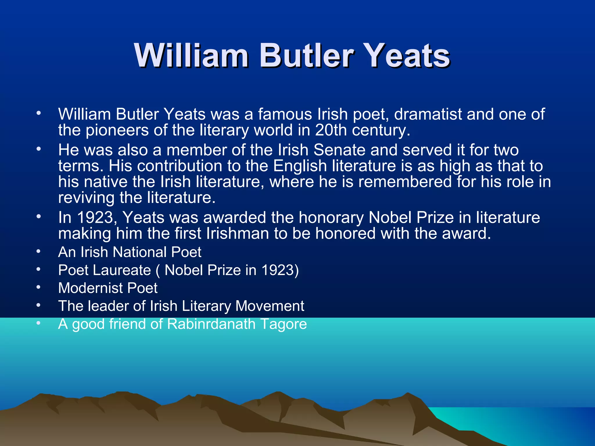 Presentation on W B Yeats | PPT